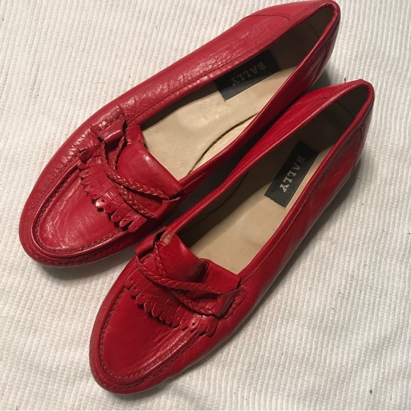 Bally | Shoes | Bally Red Leather Loafers | Poshmark